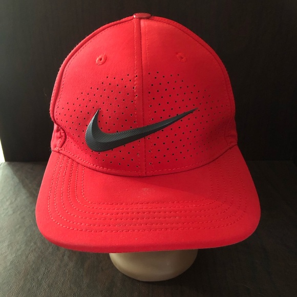 Nike | Accessories | Nike Red Hat With Black Logo | Poshmark